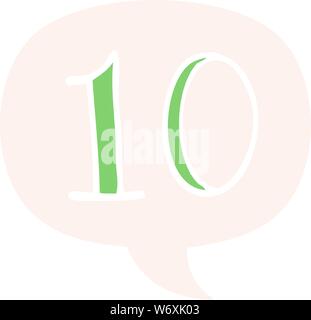 cartoon number 10 with speech bubble in smooth gradient style Stock ...