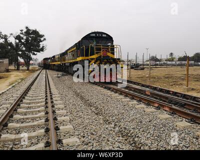 Train in a railway station, Benguela Province, Benguela, Angola Stock ...