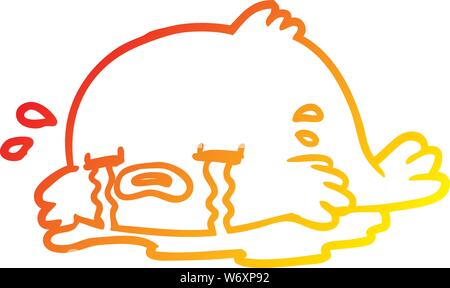 warm gradient line drawing of a crying cartoon cat Stock Vector Image ...