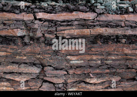 Soil cut-sandstone, stones, clay, sand structure and layers. slice of ...