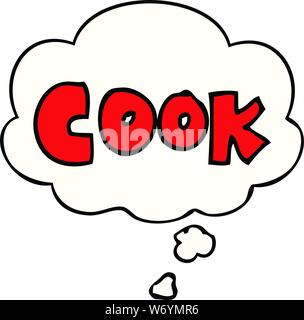 cartoon word cook with thought bubble in comic book style Stock Vector ...
