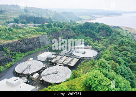 Aerial view of Scottish Water Seafield Wastewater Treatment Works ...