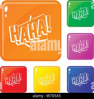 Word Haha icons set 9 color collection Stock Vector Image & Art - Alamy