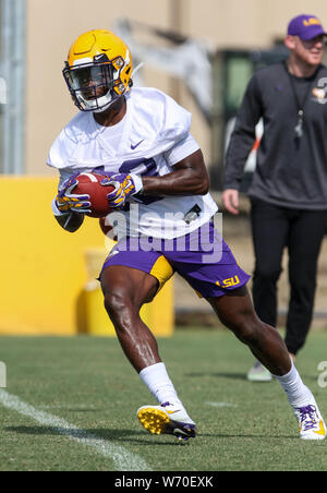 LSU wide receiver Jontre Kirklin runs through drills during LSU Pro Day ...