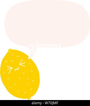 cartoon bitter lemon with speech bubble in grunge distressed retro ...