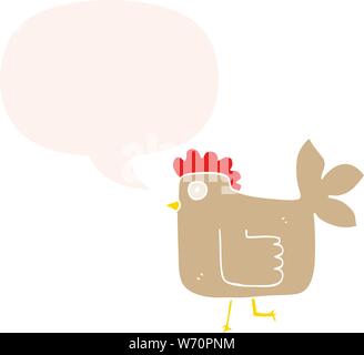 Talking chicken bird. A cartoon drawing of a chicken with a black neck ...