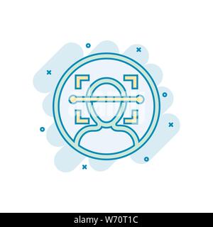 Face scan icon in comic style. Facial id vector cartoon illustration on ...