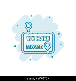 Move location icon in comic style. Pin gps vector cartoon illustration ...