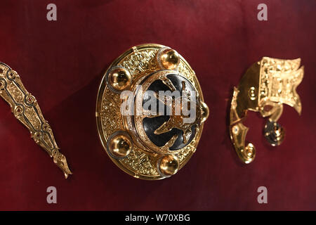 EMBARGOED TO 0001 MONDAY AUGUST 5 Detail of a shield, believed to have ...