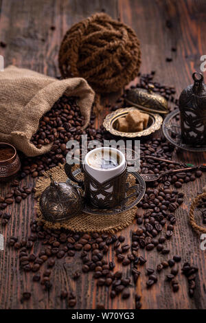 Traditional Turkish coffee served Stock Photo - Alamy