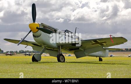 Hispano HA-112 MIL Buchon (G-AWHK) on the Flightline at the 2019 Flying ...
