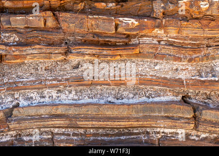 Blue asbestos in a rock Dales Gorge Karijini National Park Pilbara ...