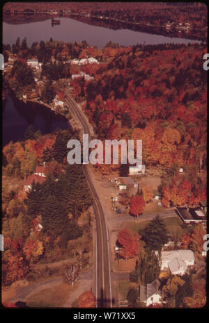 TYPICAL SMALL ADIRONDACK FOREST PRESERVE LAKE SHOWING AN INLET AND ...