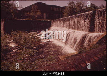 DAM ON THE WHITMAN RIVER JUST BELOW THE WEYERHAEUSER PAPER MILL. ON THE ...