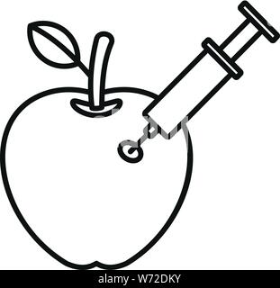 Syringe apple gmo icon outline vector. Agriculture food. Medicine ...