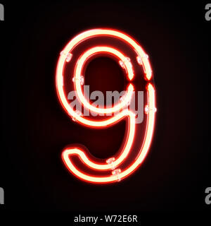 Neon light digit alphabet character 4 four font. Neon tube letter glow ...