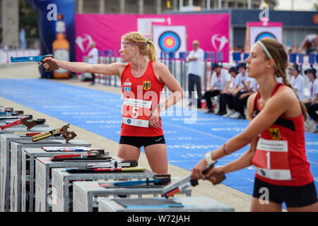 Annika Schleu of Germany during the Modern Pentathlon at Tokyo Stadium ...