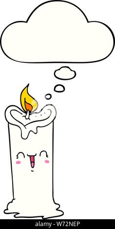 cartoon happy candle with thought bubble in comic book style Stock ...