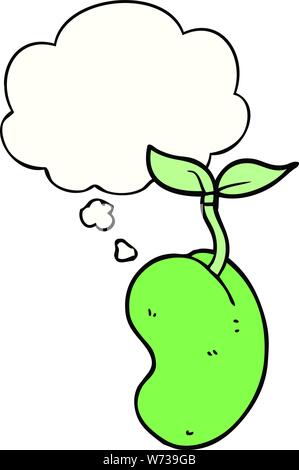 cartoon sprouting seed with thought bubble in retro style Stock Vector ...