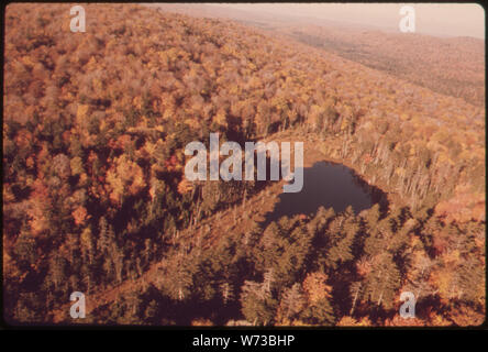 TYPICAL SMALL ADIRONDACK FOREST PRESERVE LAKE SHOWING AN INLET AND ...