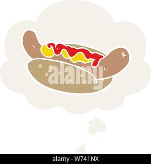cartoon hot dog with thought bubble in smooth gradient style Stock ...