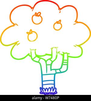 Apple tree gradient line vector icon, simple illustration on a dark ...