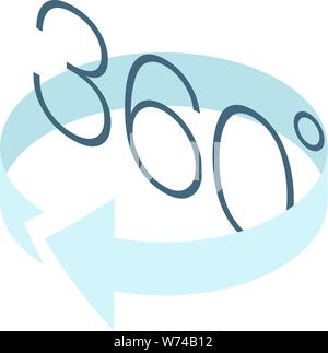 360 degrees sign. 3d isometric Angle 360 degrees view icon isolated on ...