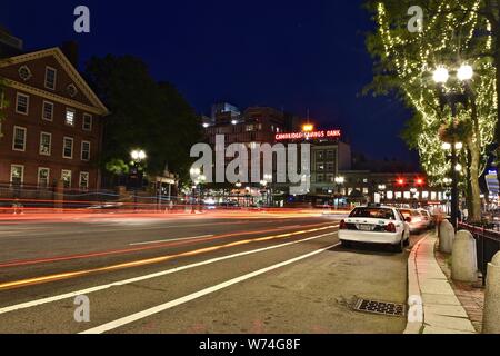 Long exposures of Harvard Square and Harvard University at night in ...