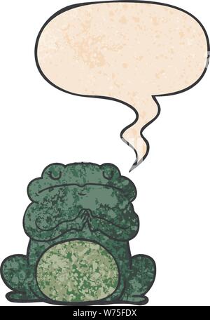 cartoon arrogant frog with speech bubble distressed distressed old ...