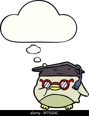 cartoon clever bird with thought bubble in comic book style Stock ...