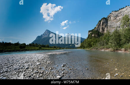 Rhine river and Swiss Alps mountain landscape in high summer Stock ...