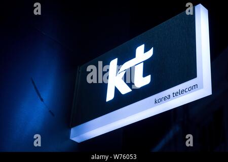 Corporate logo at a Korea Telecom store in Seoul, in June 2019. | usage ...