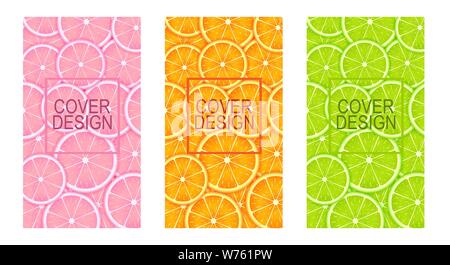 Covers design. Collection of citrus products - orange, lemon, lime and ...