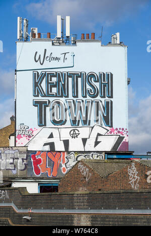 Graffiti sign for Kentish Town, London, England, UK Stock Photo - Alamy