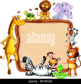 Frame design with many animals around border illustration Stock Vector ...
