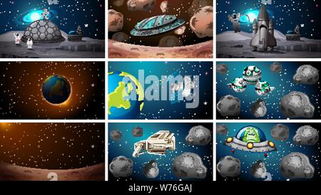 Set of various space scenes illustration Stock Vector Image & Art - Alamy