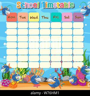 A school timetable blank template with cartoons Stock Vector Image ...