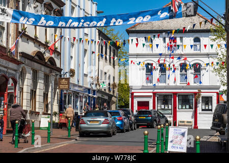 A Quiet Great Torrington Town Square in Summer With Bunting, Clock ...