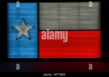 A neon Texas flag at the Institute of Texan Cultures in San Antonio ...