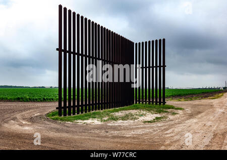 A section of the border wall in Los Indios not far from the ...