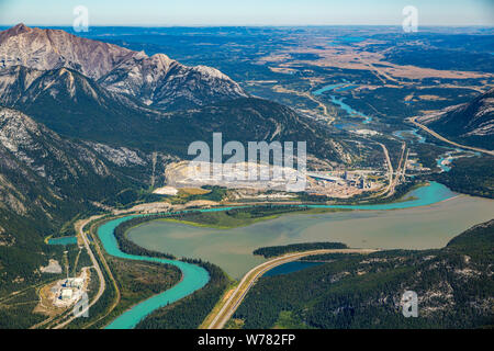 The Lafarge Exshaw plant at Lac des Arcs in the Canadian Rockies of ...