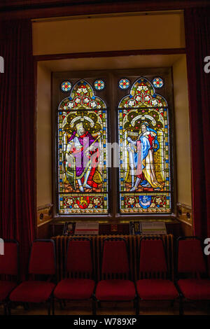 Stained Glass windows inside Lerwick Town Hall in the Shetland Islands ...