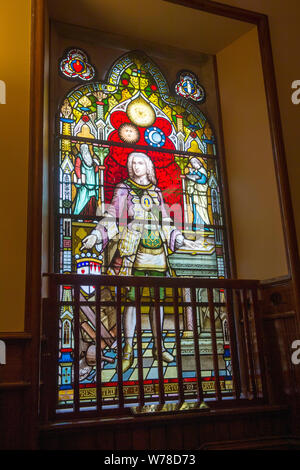 Stained Glass windows inside Lerwick Town Hall in the Shetland Islands ...