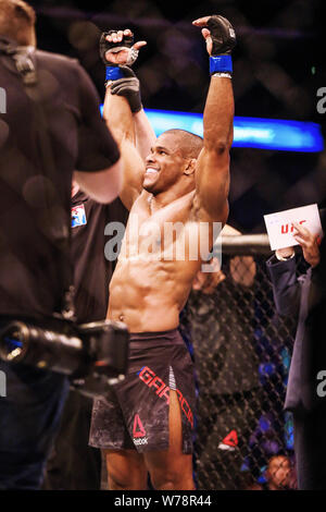 Dominican mixed martial artist Alex Garcia poses to celebrate after ...