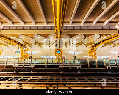 A maglev train runs on Beijing's first medium-low speed maglev S1 line ...
