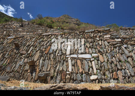 White quartzite stone llama terrace of the Incan Choquequirao ruins ...