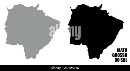 Mato Grosso do Sul State outline map isolated on white background, Brazil Stock Vector Image ...