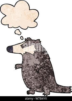 cartoon badger with thought bubble in grunge texture style Stock Vector ...
