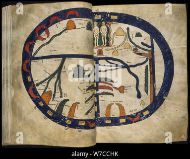 "T and O" (orbis terrarum) map of the Medieval world by Macrobius ...