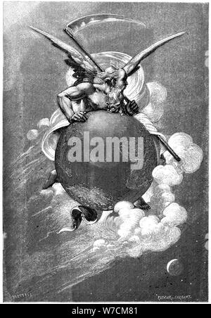 Old Father Time sharpening his scythe. Headpiece from 'The English ...